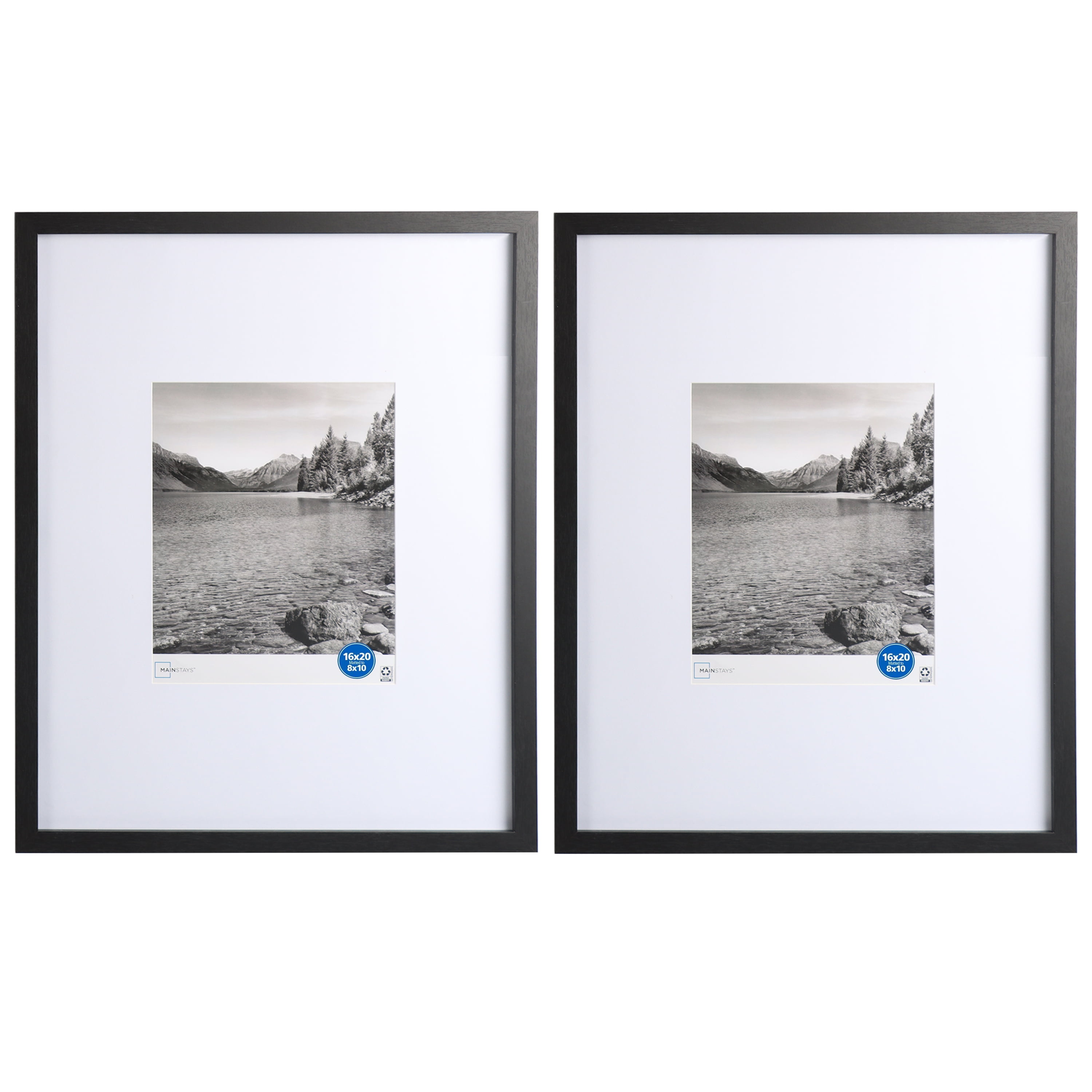 Mainstays – 8x10 Picture Frame – Black 2 Piece Gallery Set Matted Wall ...