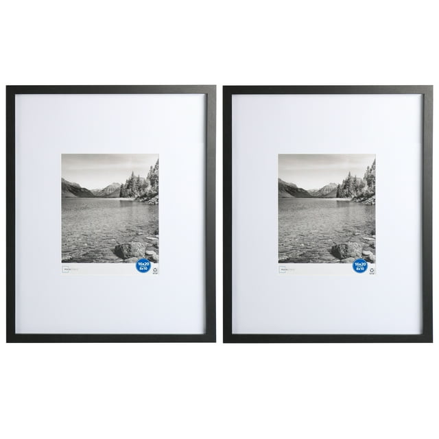 Mainstays 16"x20" Black 2 PC Frame Set, Matted for 8"x10" Pictures ...