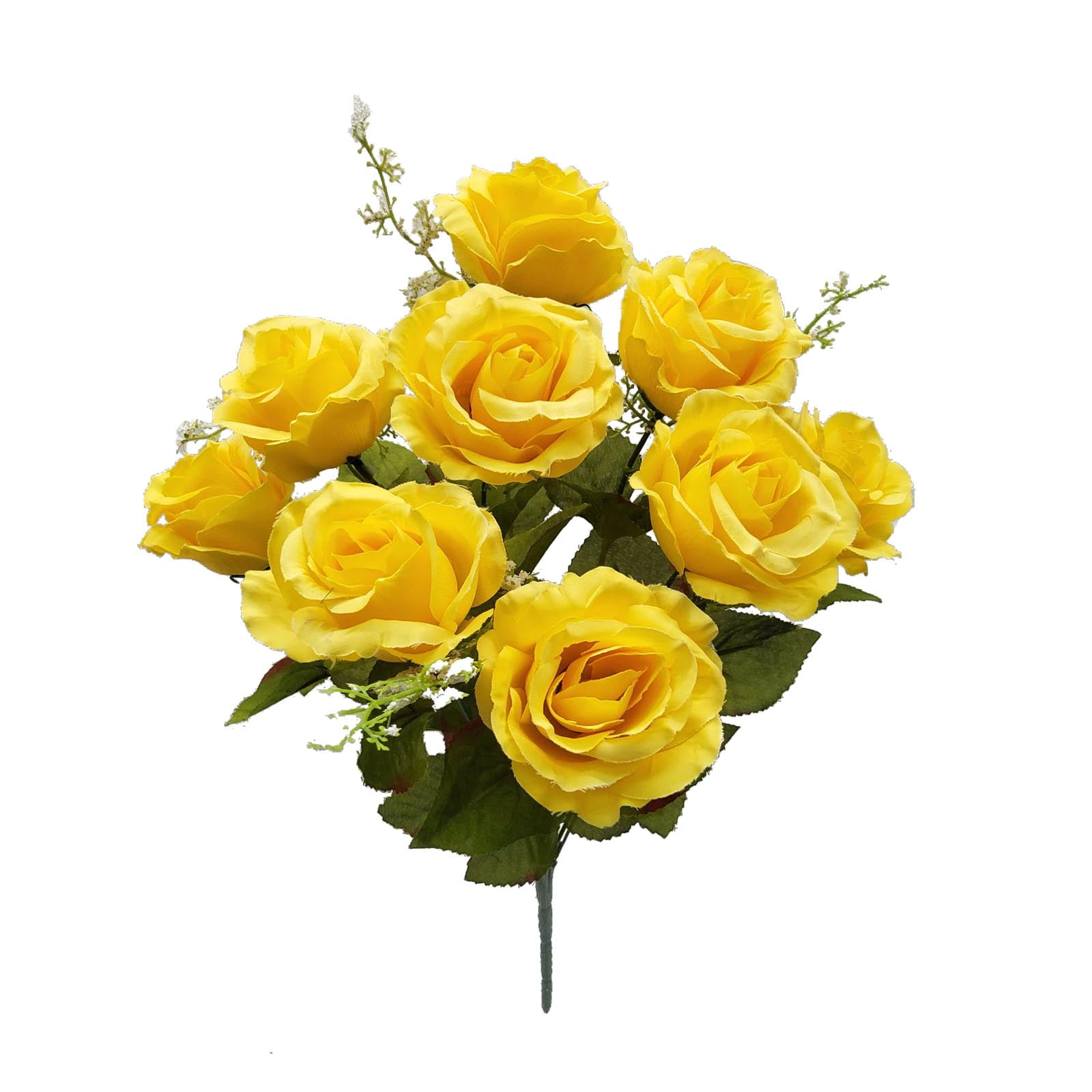 Mainstays 17.5 inch Artificial Flower Rose Bush, Yellow Color. Indoor ...