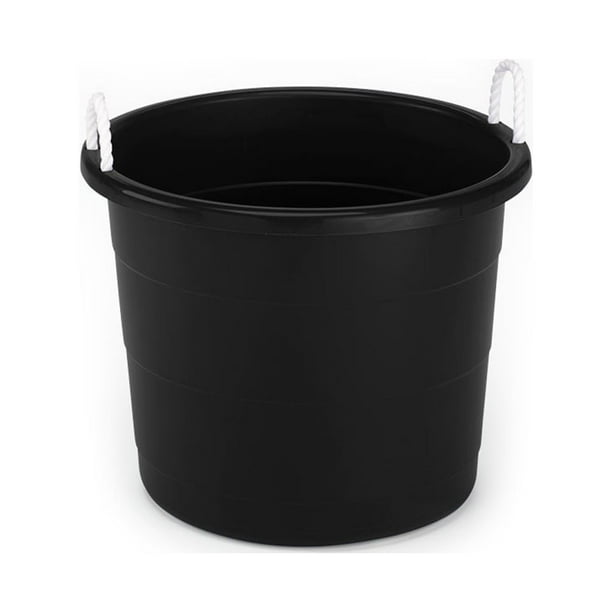 Mainstays 17-Gallon Plastic Utility Tub with Rope Handles, Black, Set ...