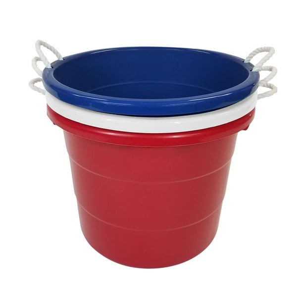 Mainstays 17 Gallon Tubs, Red, White, and Blue with White Ropes, Set of ...