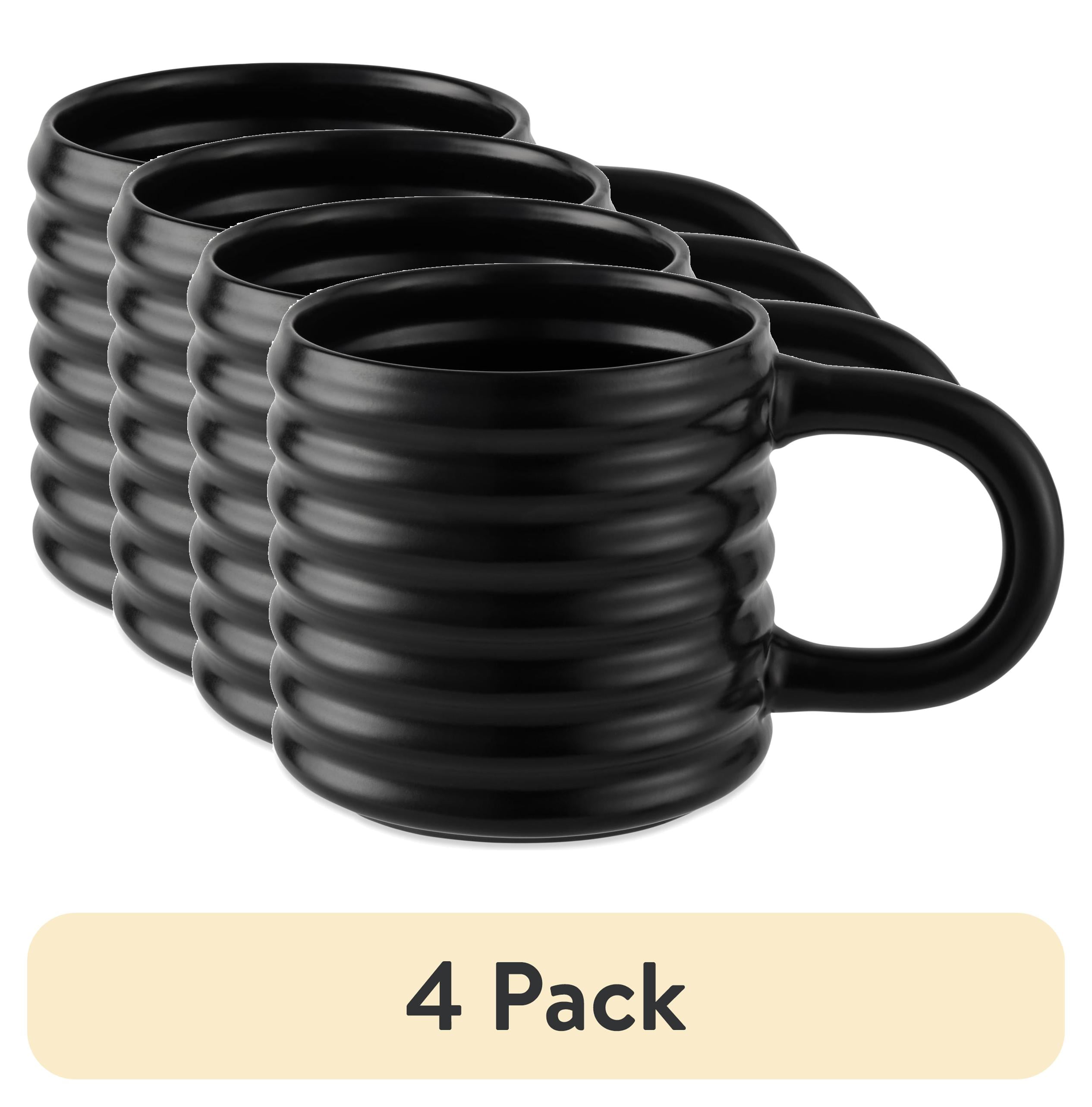 Mainstays Ribbed Matte Finish Coffee Mug - Black Ceramic Cup - Walmart.com