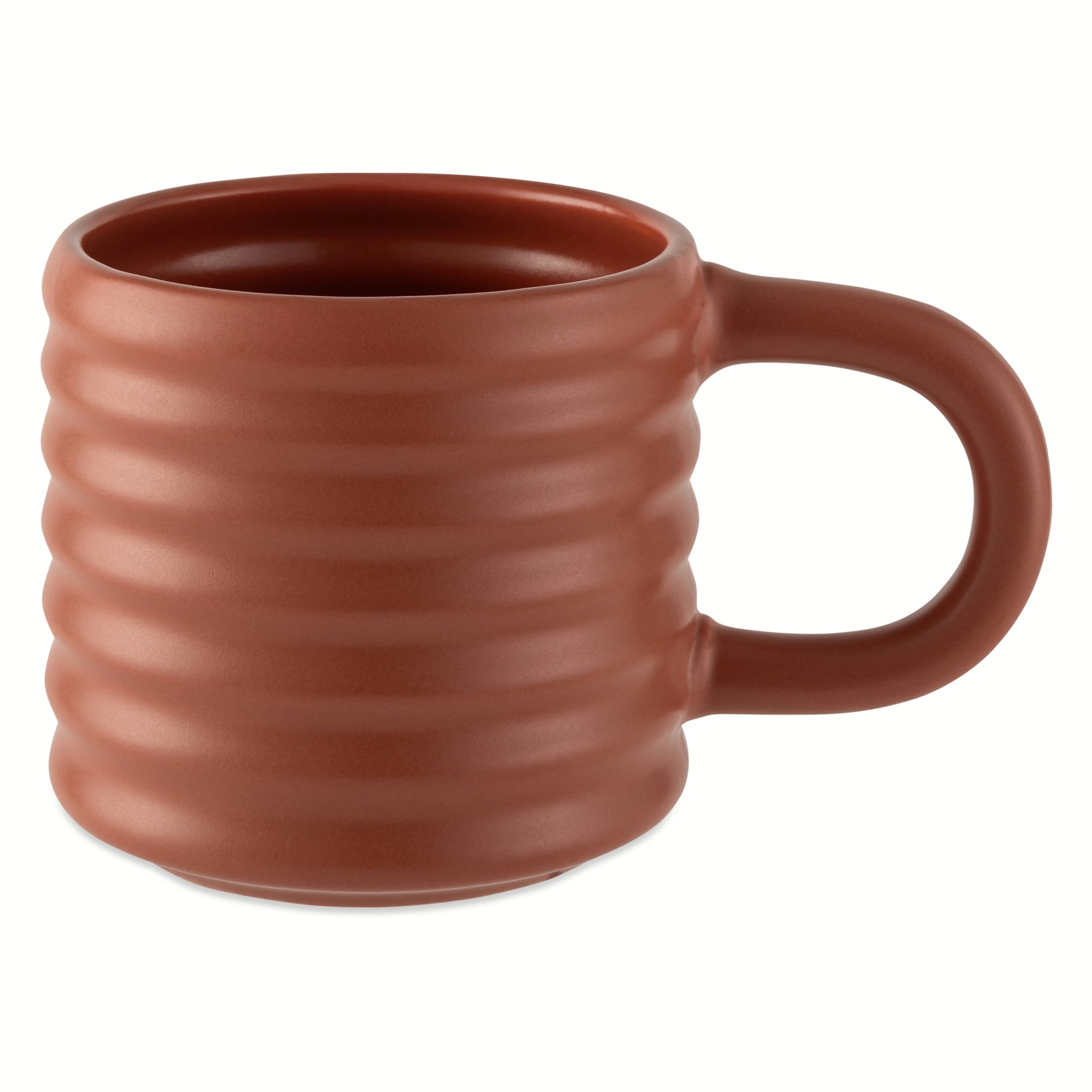 Mainstays 17oz Ribbed Matte Finish Ceramic Coffee Mug, Canyon Red ...