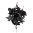 18 Artificial Floral Glittered Rose Bouquet - Black & Silver ...