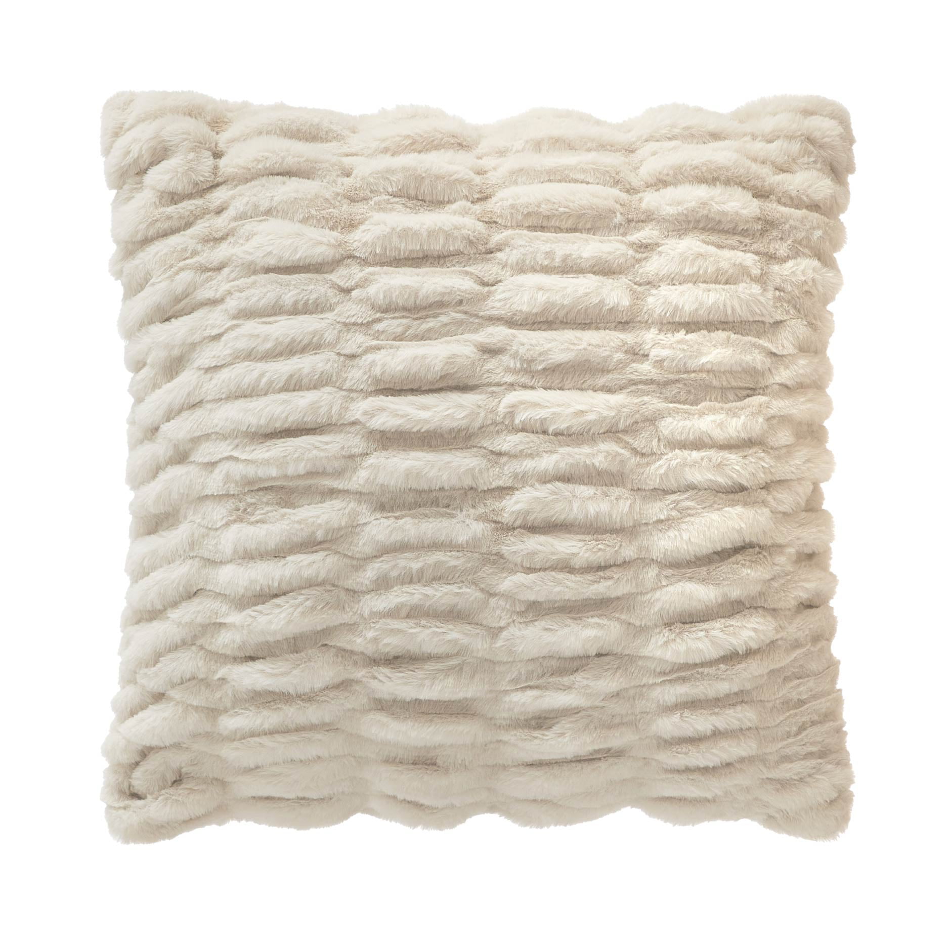 Mainstays 18" x 18" Papyrus Beige Ruched Fur Decorative Throw Pillow ...