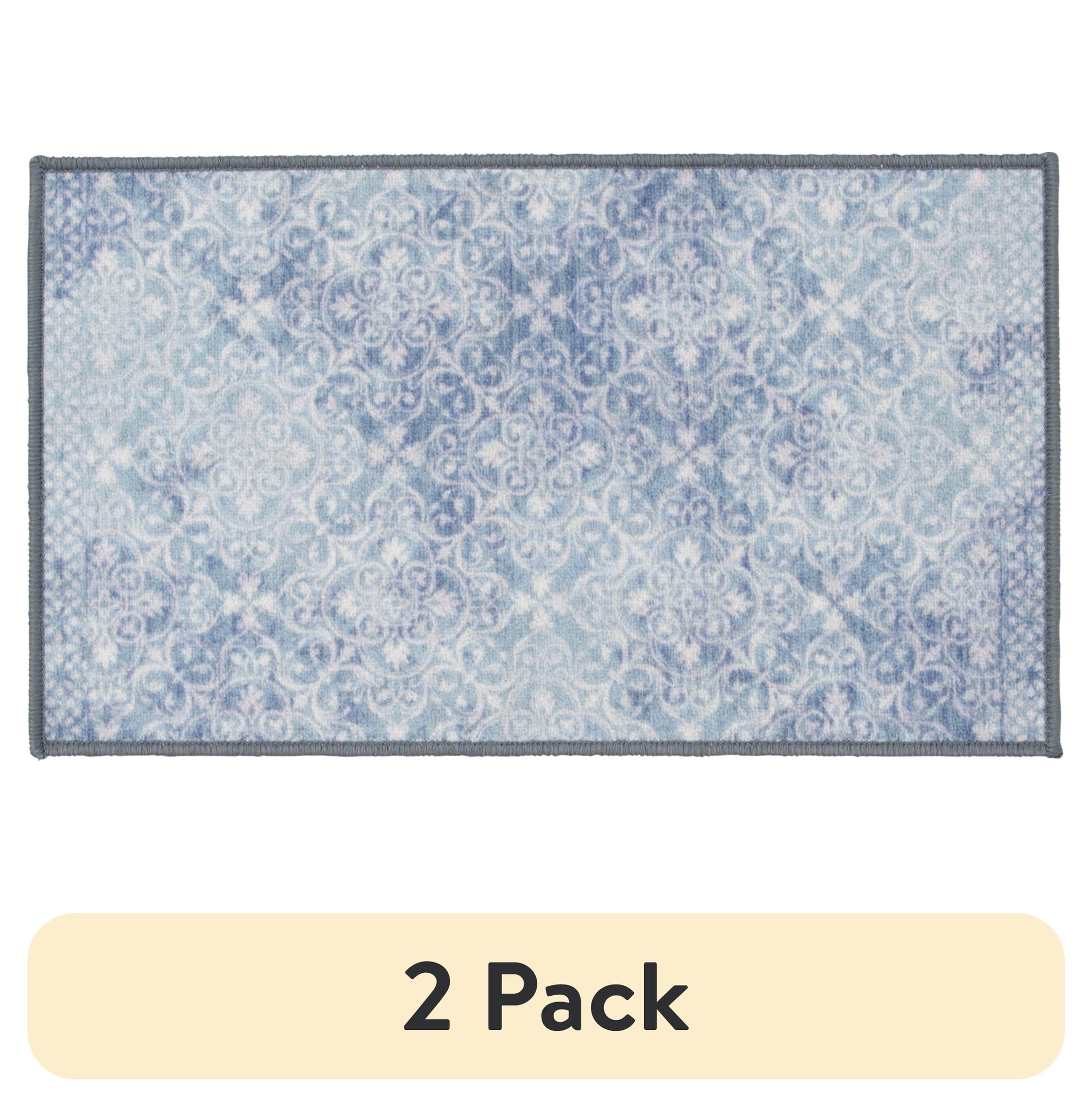 (2 pack) Mainstays 18"x30" Teal Medallion Indoor Rug - Walmart.com