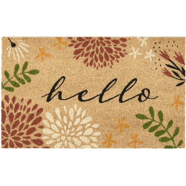 Mainstays 18X30 Hello Bloom Outdoor Coir Mat - Walmart Business Supplies
