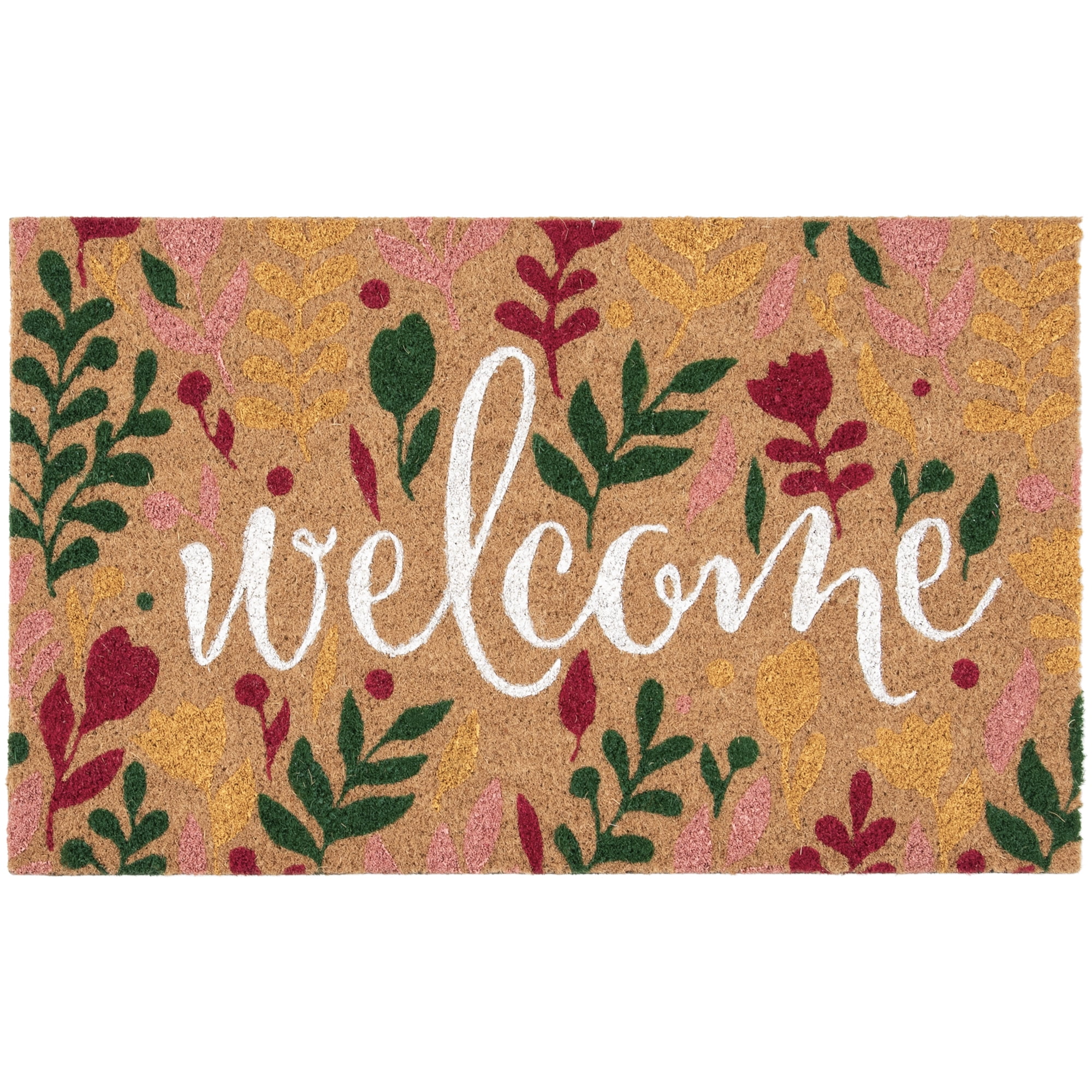 Mainstays 18X30 Welcome Floral Outdoor Coir Mat - Walmart.com