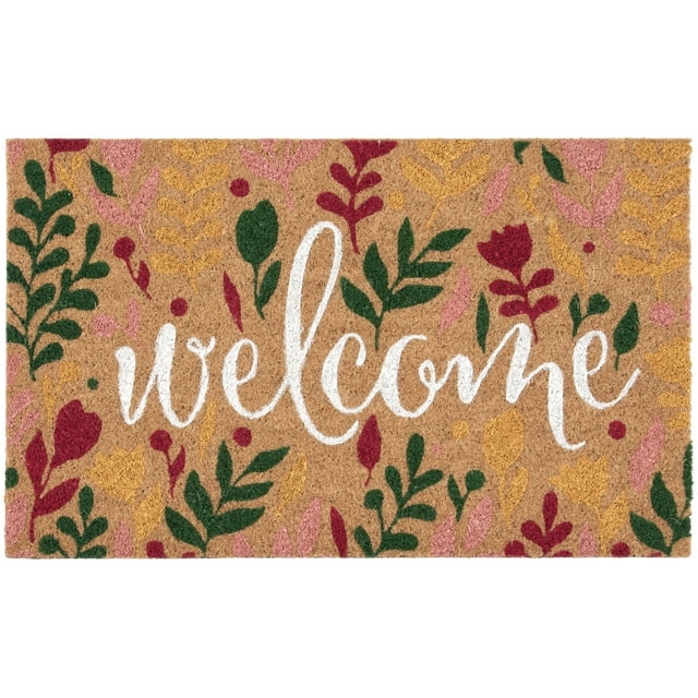 Mainstays 18X30 Welcome Floral Outdoor Coir Mat - Walmart.com