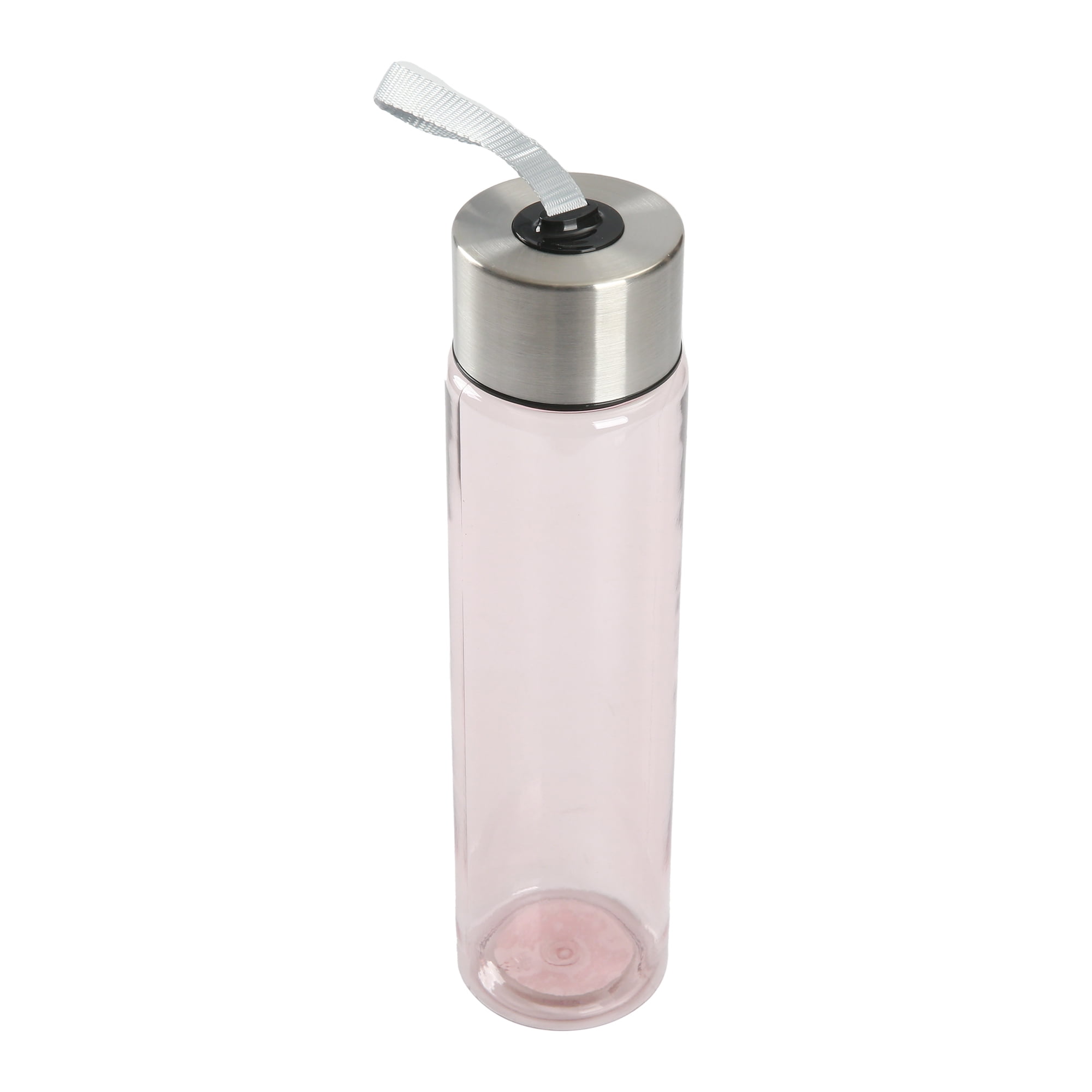 Mainstays Pink 18oz Plastic Water Bottle with Stainless Steel Screw Cap ...