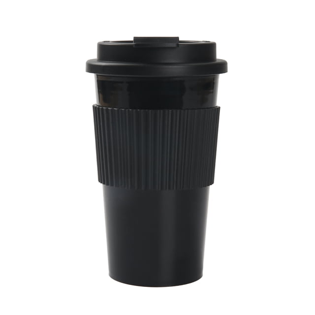 Mainstays 18oz Rich Black Plastic Travel Coffee Cup with Lid - Walmart ...