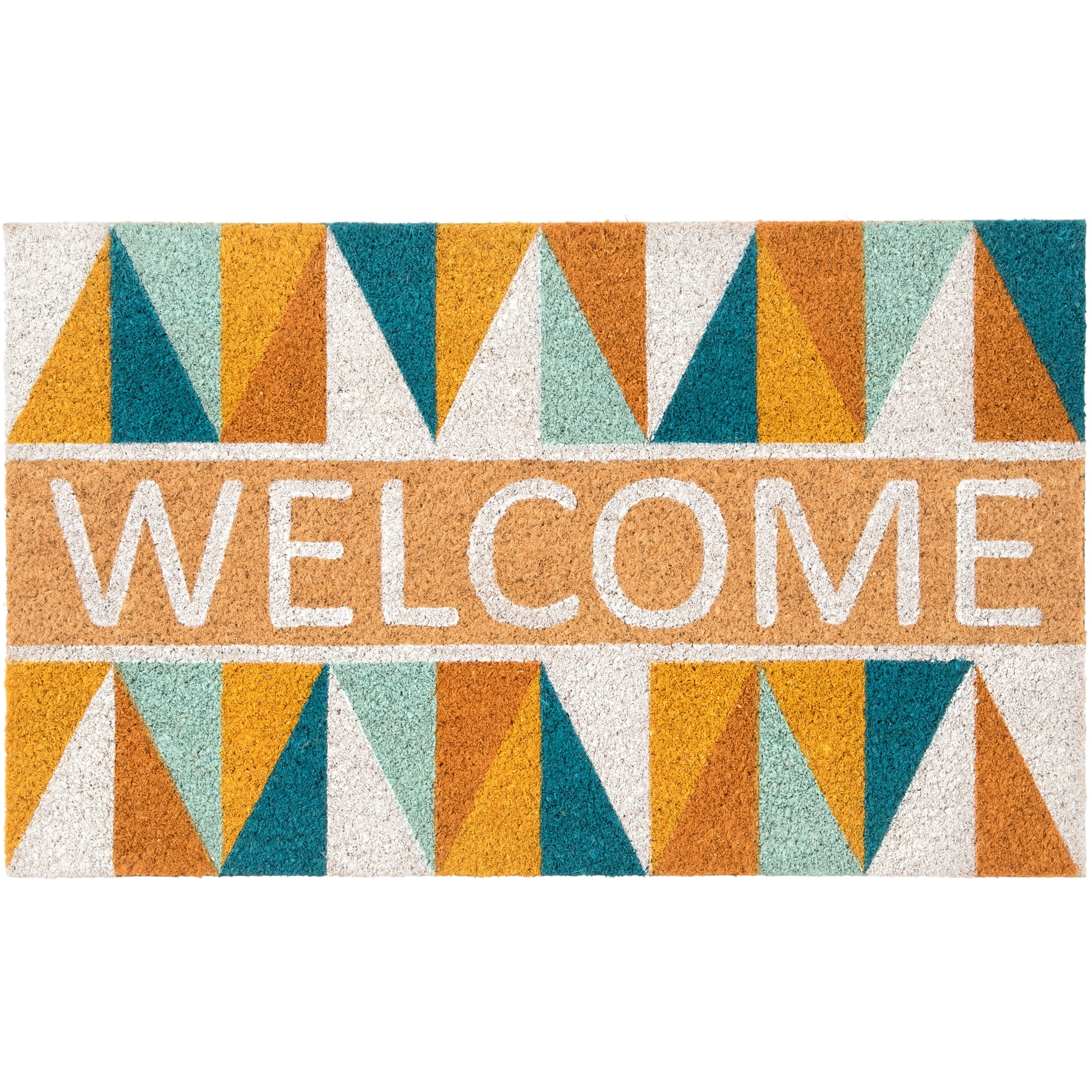 Mainstays Outdoor Coir Mat 18x30 with Triangle Design, Rubber Backing ...