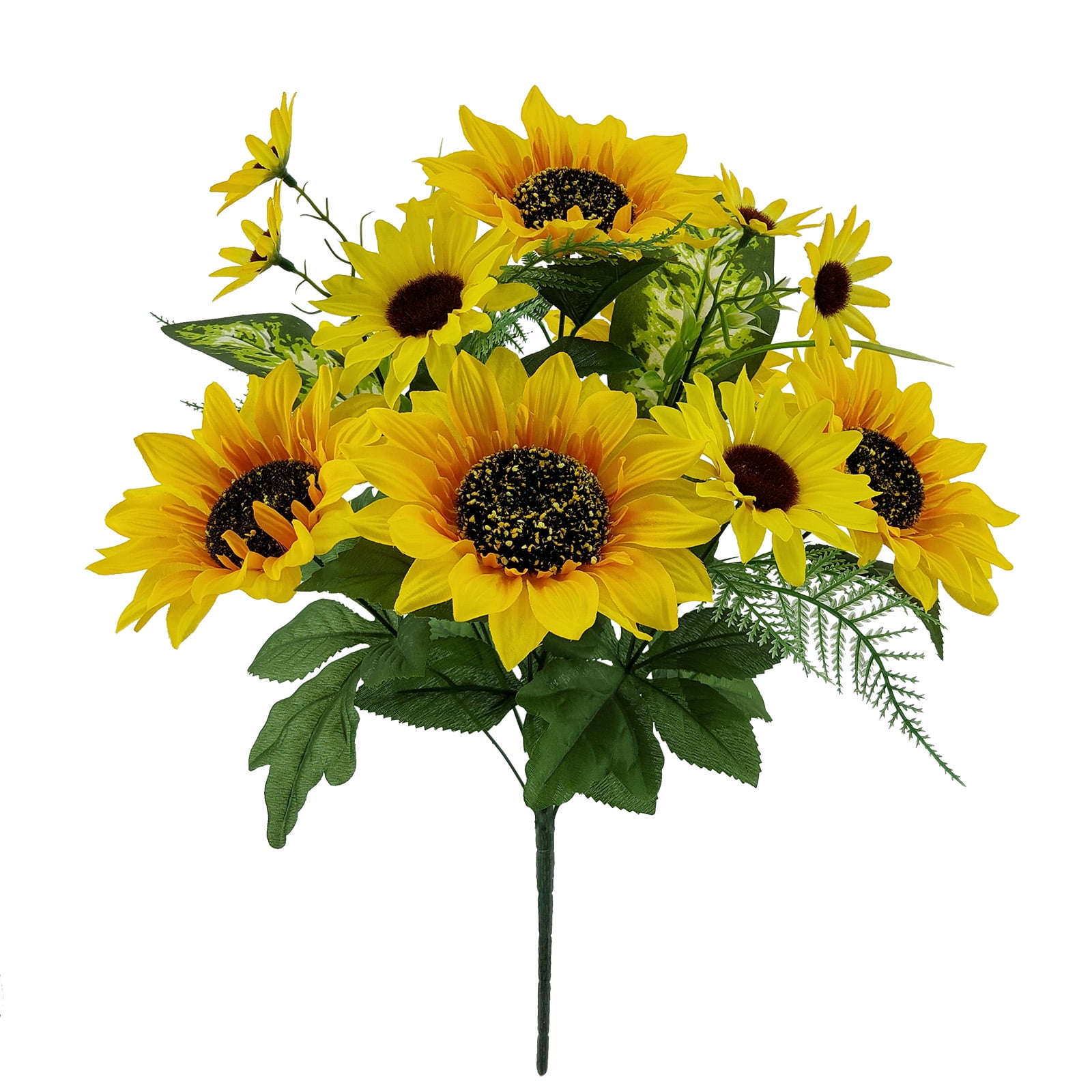 Mainstays 19.5in Outdoor Artificial Floral Bouquet, Sunflower Yellow ...