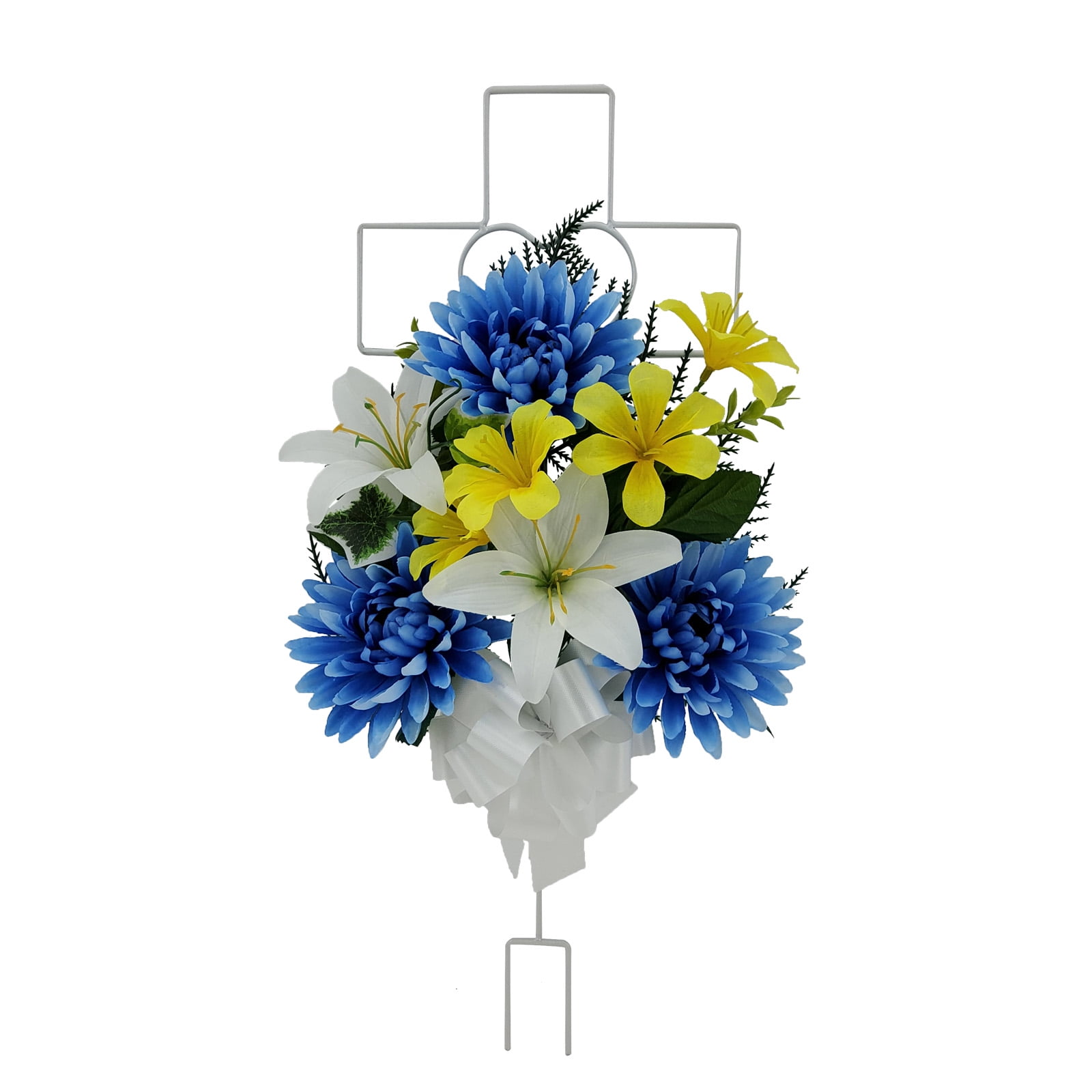 Mainstays 19.75in Outdoor Artificial Blue Mum Lily Wire Cross - Walmart.com