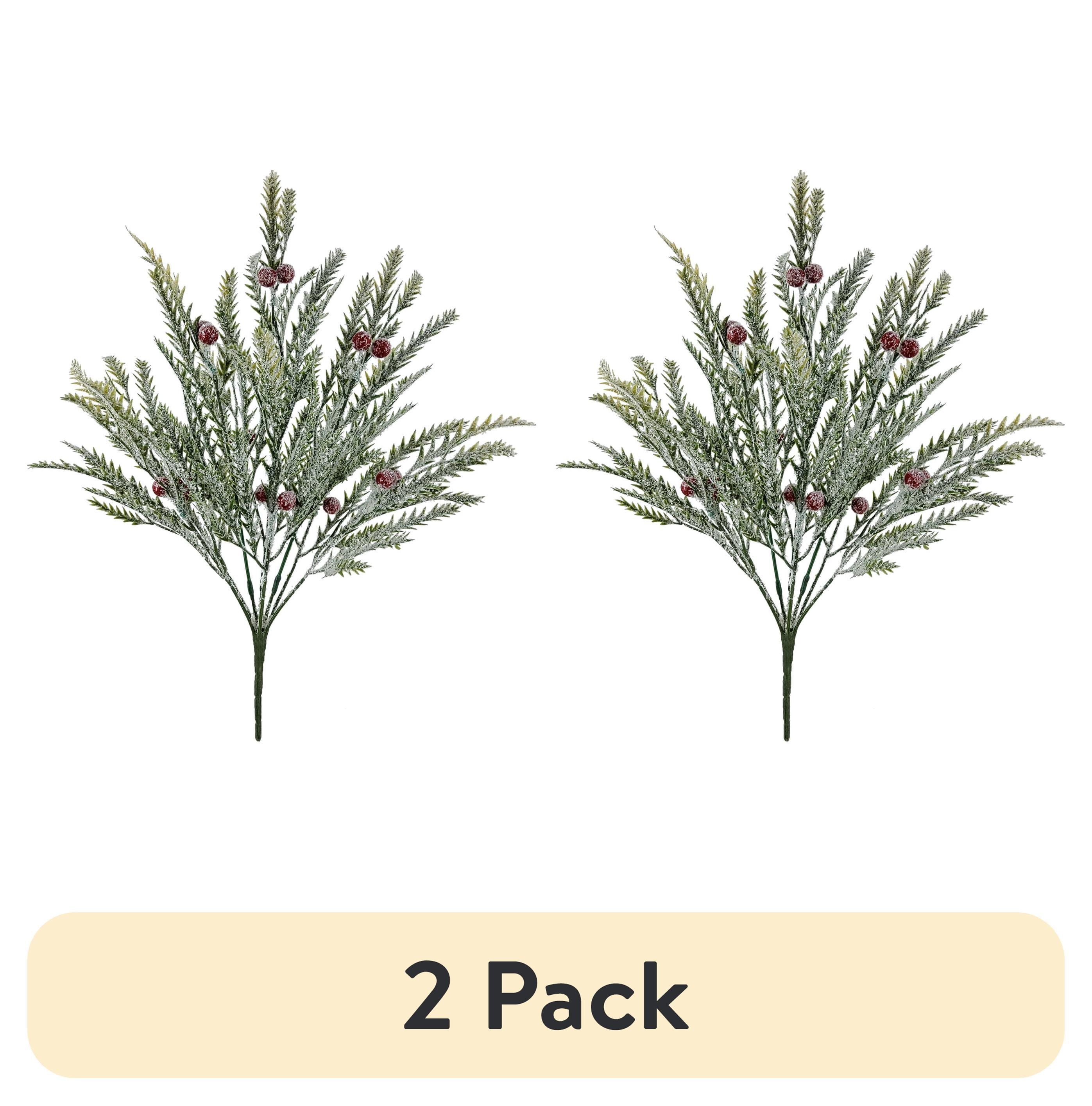 (2 pack) Mainstays 19 in Indoor Artificial Cedar Pine Bush, Green Color ...