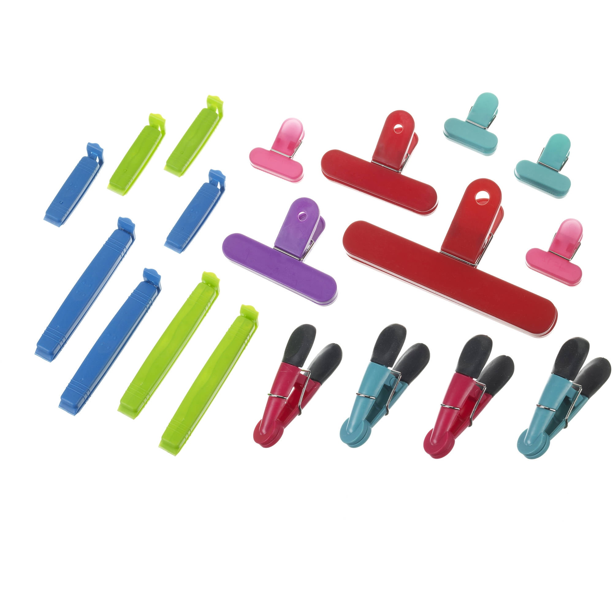 Mainstays 19-piece Multicolored Plastic Snack-Bag Clips Assortment ...