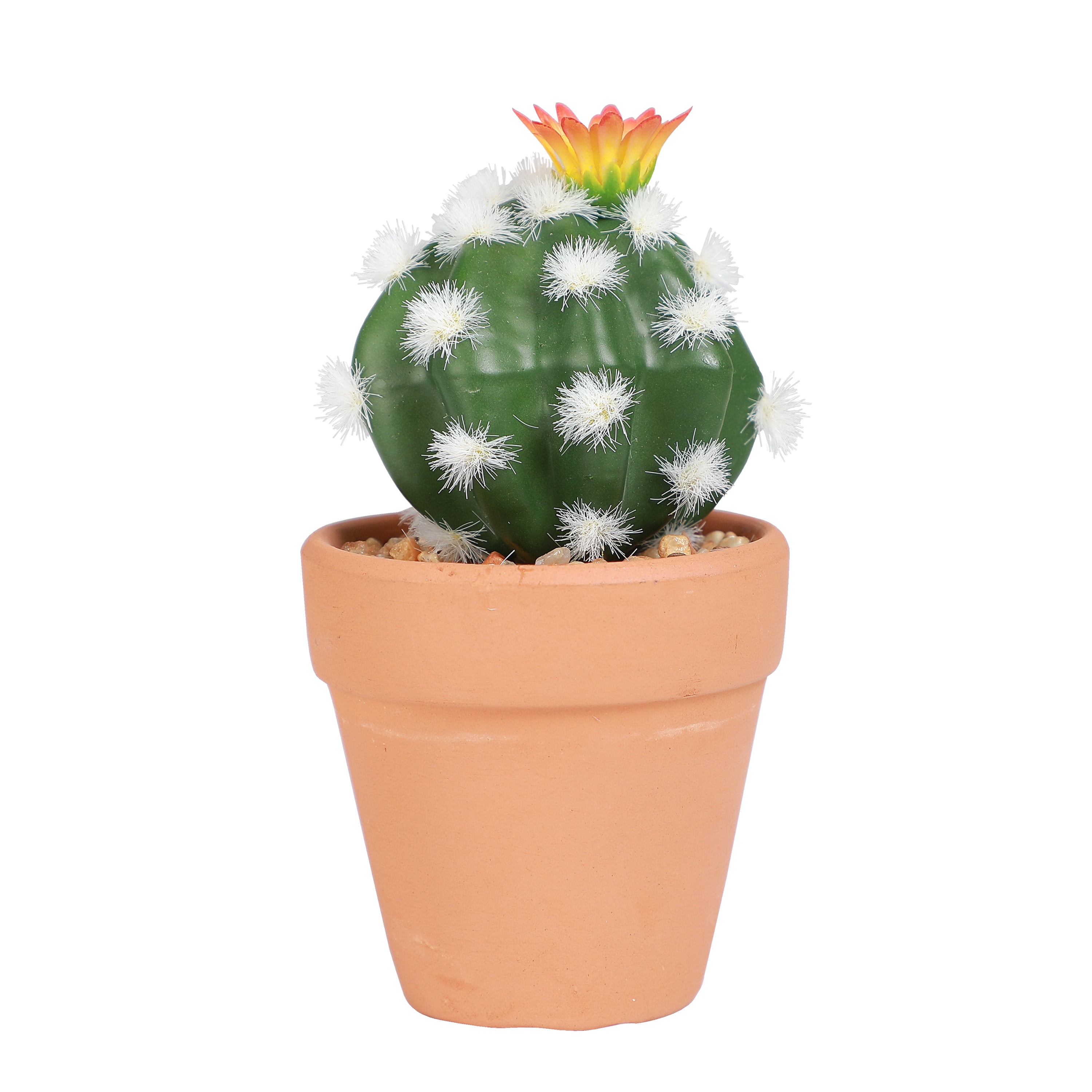 Mainstays Small Artificial Potted Cactus with Orange Flower - Faux ...