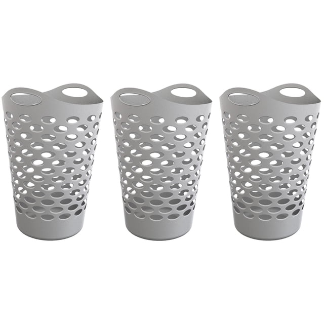 Mainstays 2 Bushel Flexible Plastic Round Laundry Hampers, Soft Silver ...