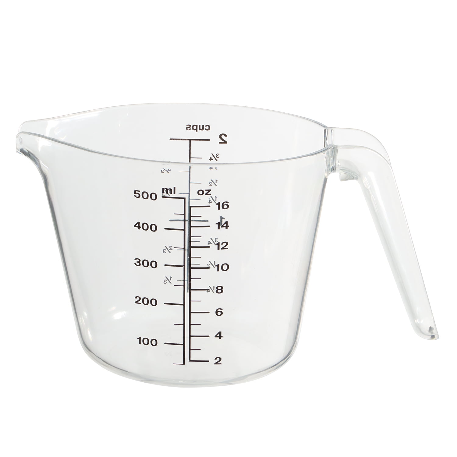 Mainstays 2-Cup Large Spout Plastic Measuring Cup, Clear, 16 Ounce ...