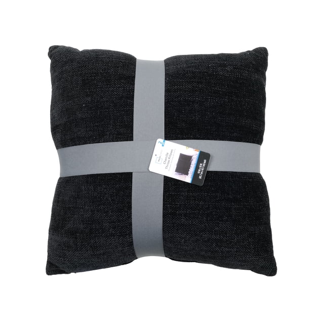 Mainstays 18" x 18" Solid Chenille Black Polyester Decorative Pillow ...