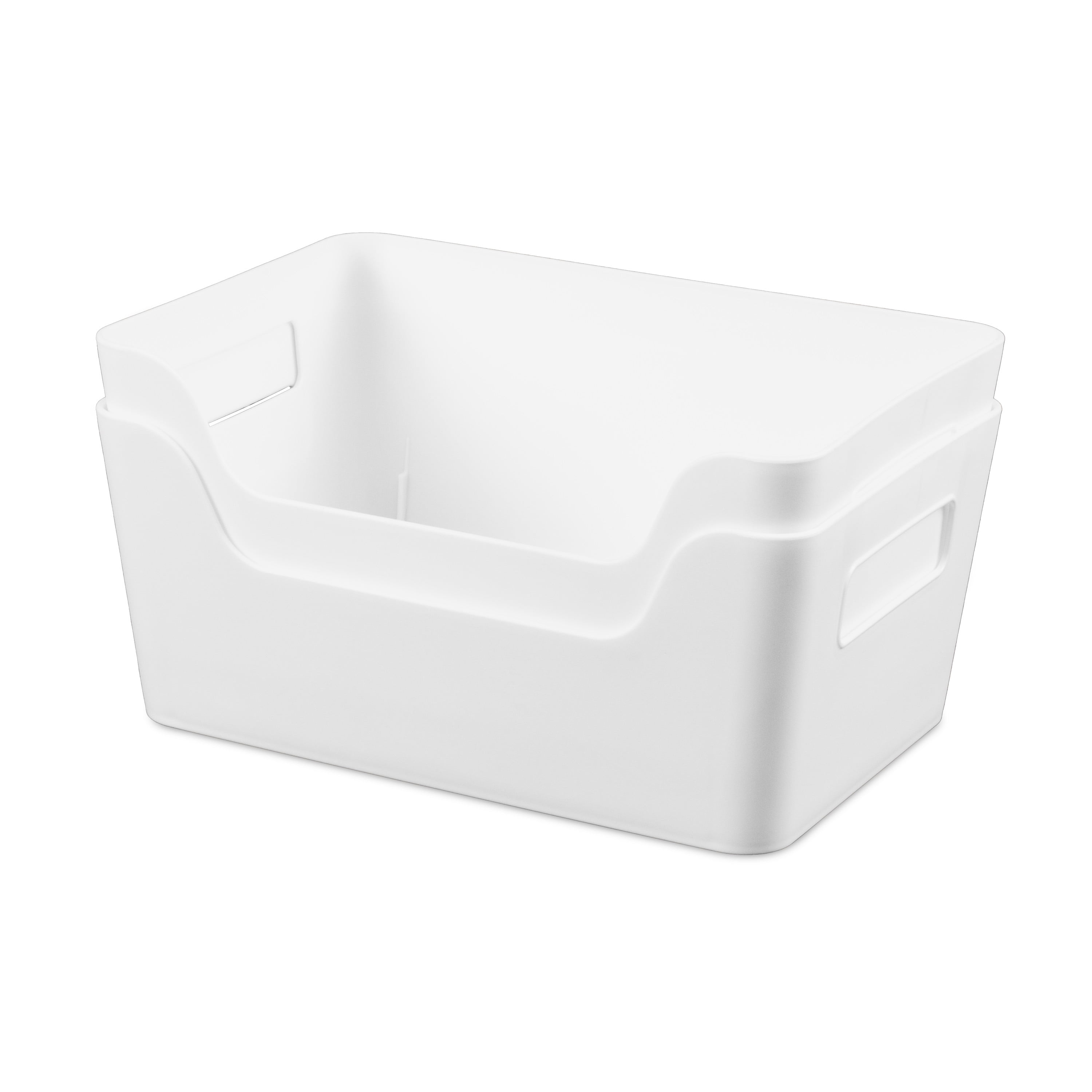 Mainstays Small Easy Access Storage Bins 2-Pack White, Portable Plastic ...