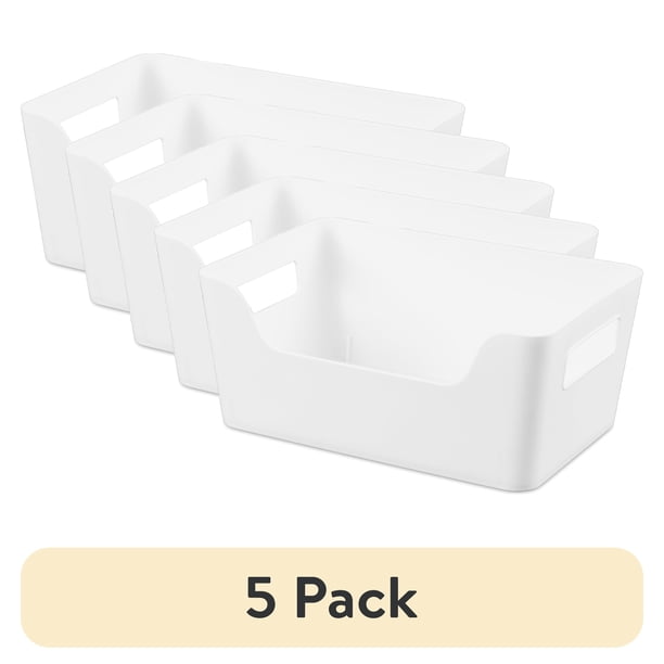 (5 pack) Mainstays 2-Pack Small Easy Access Bins Plastic, White ...
