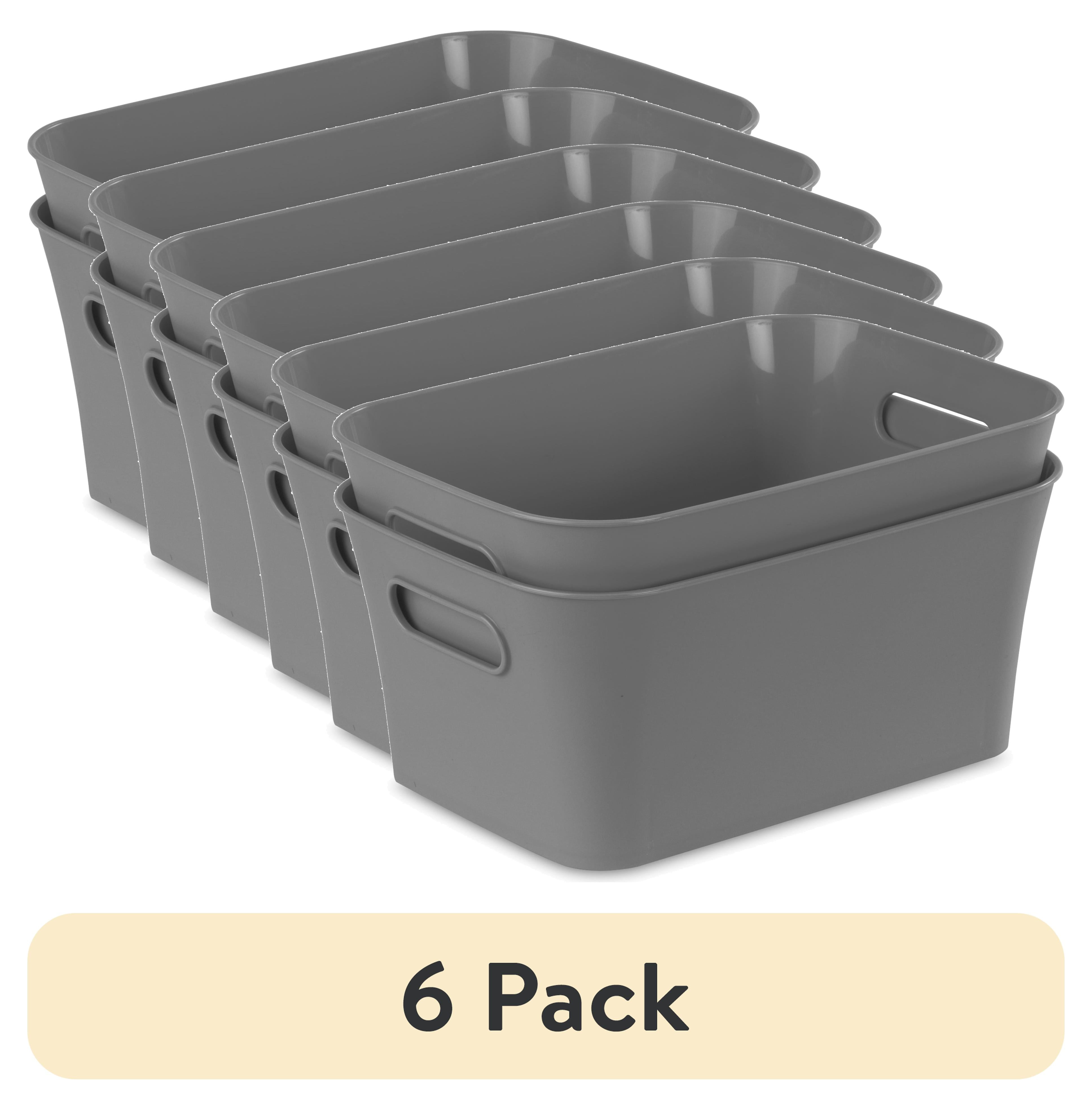 (6 pack) Mainstays 2-Pack Small Plastic Storage Bins, Grey - Walmart.com