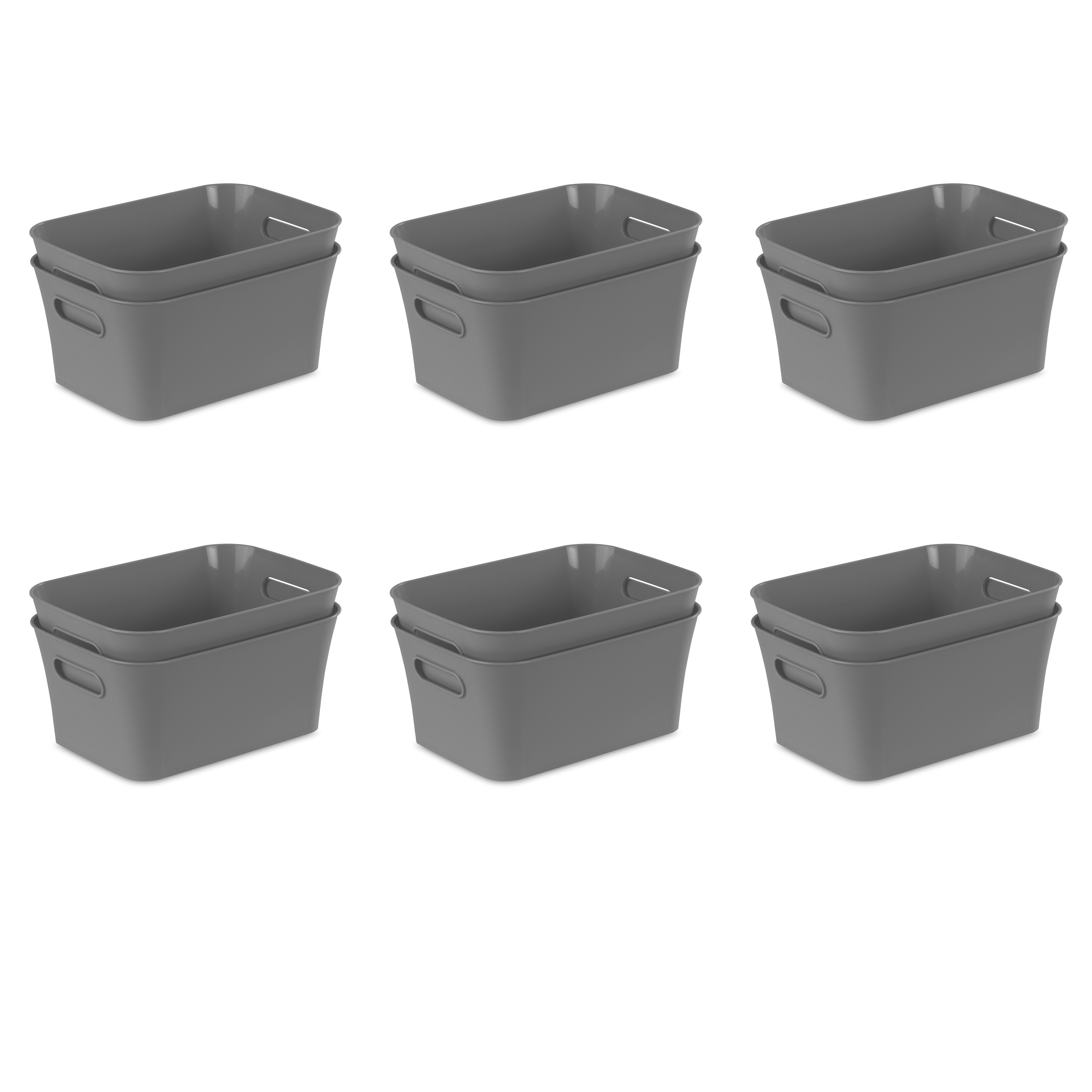 Mainstays 2-Pack Small Plastic Storage Bins, Gray - Walmart.com