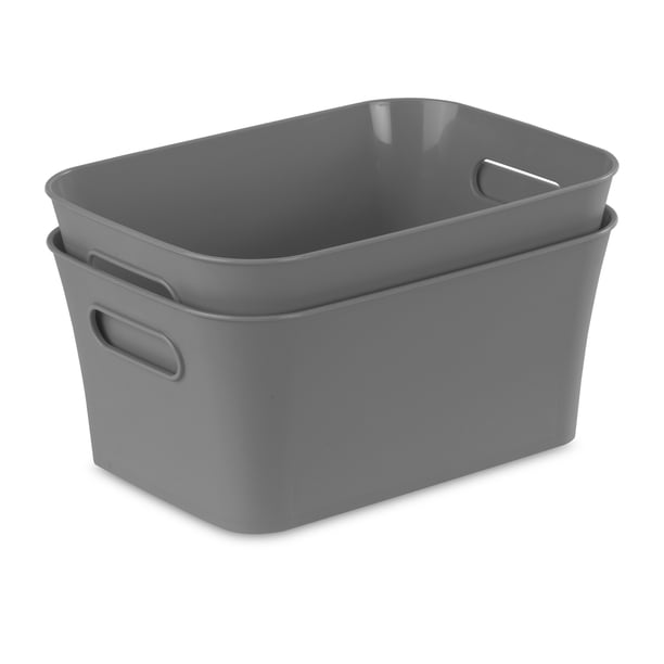 Mainstays 2-Pack Small Plastic Storage Bins, Grey - Walmart Business ...