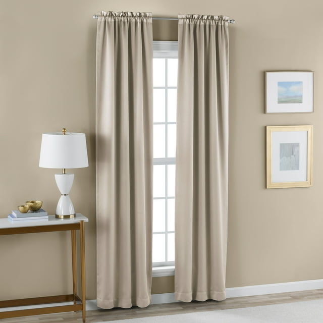 Mainstays Solid Blackout Curtain Panel Pair, Set of 2, Beige, 30”W x 95”L - Walmart.com