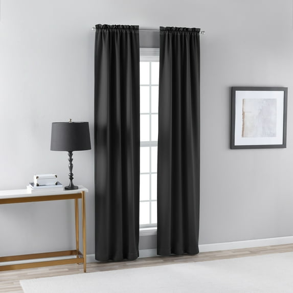 Mainstays Solid Blackout Curtain Panel Pair, Set of 2, Black, 30”W x 95”L - Walmart.com