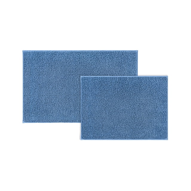 Mainstays 2-Piece Super Soft Polyester Bath Rug Set, Blue Linen ...