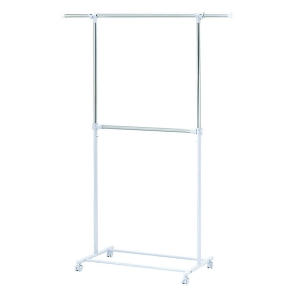 Mainstays Adjustable Rolling Garment Rack Metal Chrome White, 84-121W x ...
