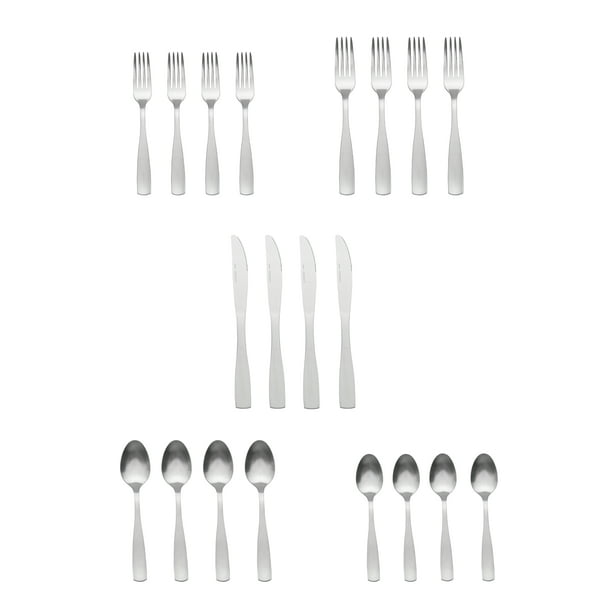 Mainstays 20 Piece Elisa Stainless Steel Flatware Set, Service for 4 - Walmart Business Supplies