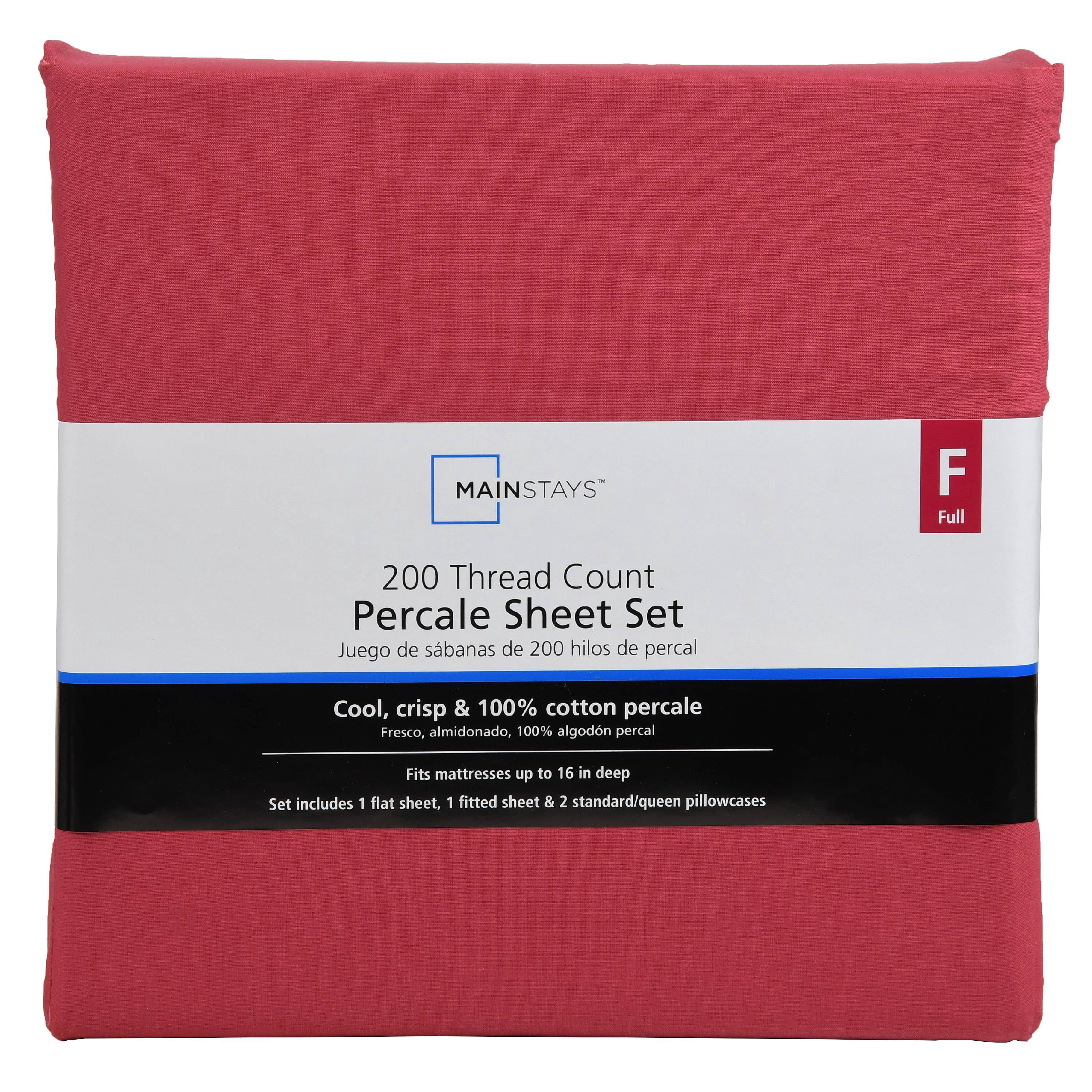 Mainstays 200 Thread Count Percale Bedding Sheet Set - Walmart.com