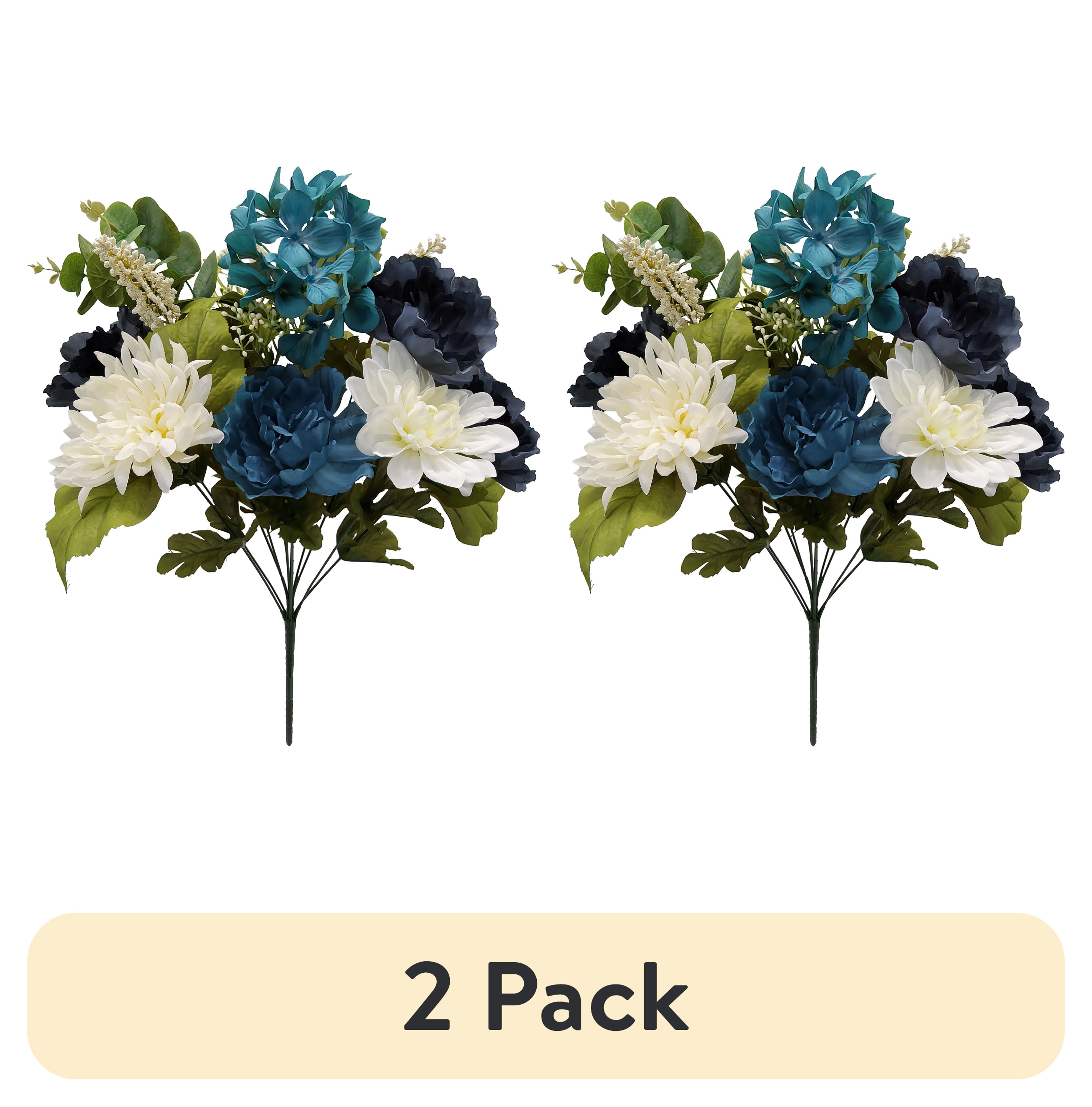 (2 pack) Mainstays 21.5 inch Artificial Flower Hydrangea Peony Bouquet ...