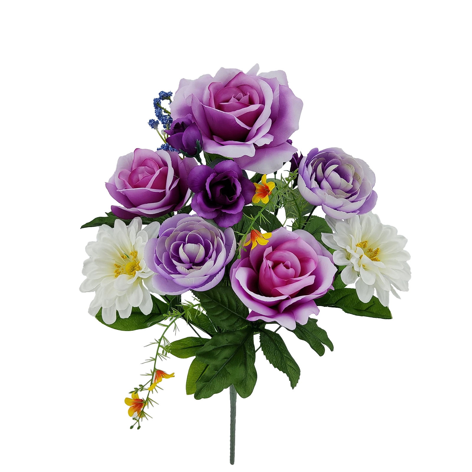 Mainstays 21.5in Outdoor Artificial Floral Bouquet, Purple Rose ...