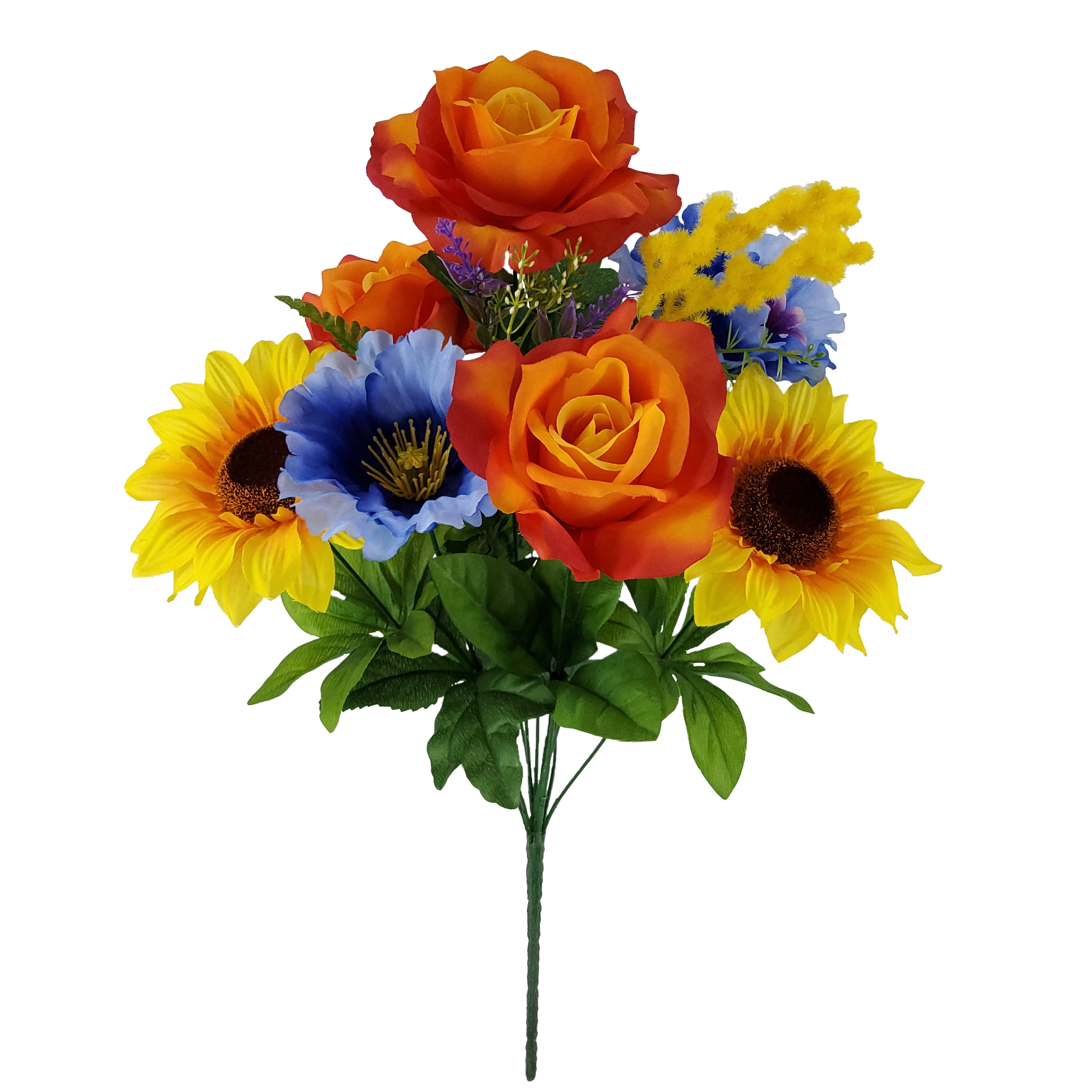 Mainstays 22in Outdoor Artificial Cemetery Floral Bouquet with Orange ...