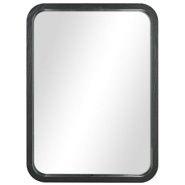 Mainstays 22inx30in Rounded Edge Rectangular Black Finish Wall Mirror ...