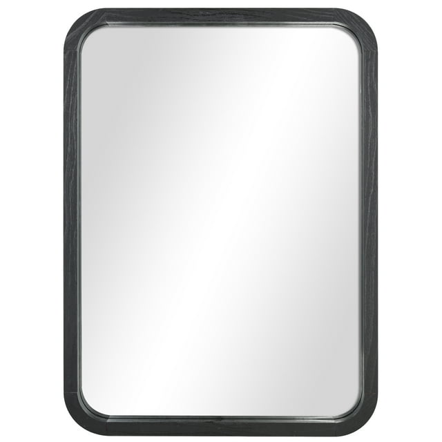 Mainstays 22inx30in Rounded Edge Rectangular Black Finish Wall Mirror ...