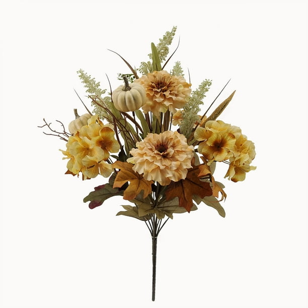 Mainstays 23.5in Indoor Artificial Flower Bouquet, Zinnia and Hydrangea ...