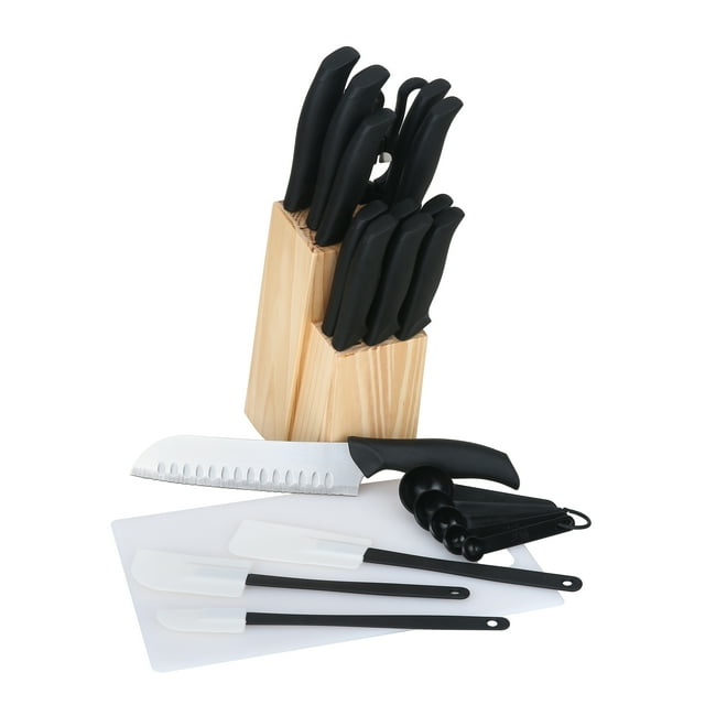 Mainstays 23 Piece Knife and Kitchen Tool Set with Wood Storage Block ...