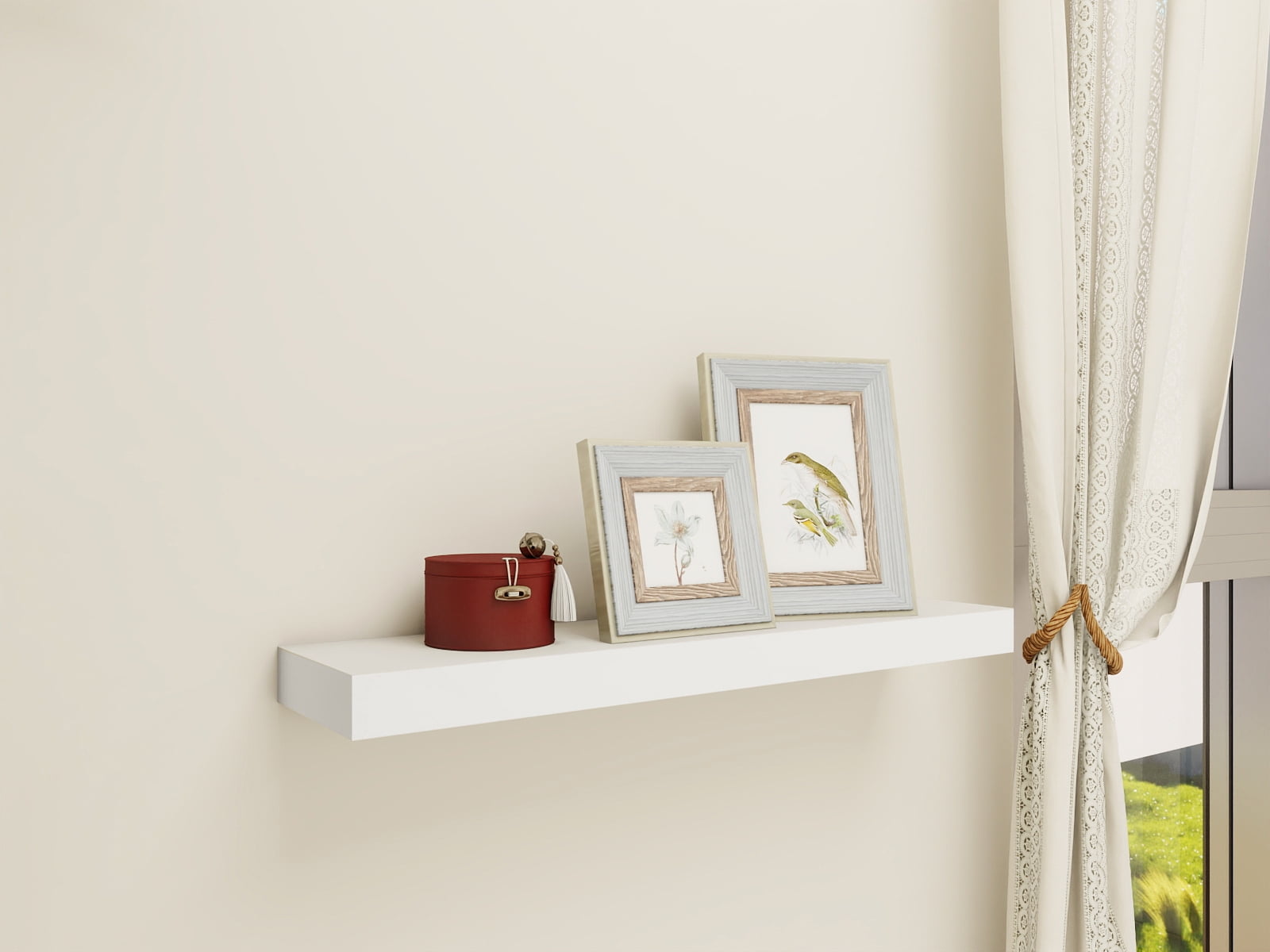 Mainstays White 23" Wood Floating Shelf - Walmart.com
