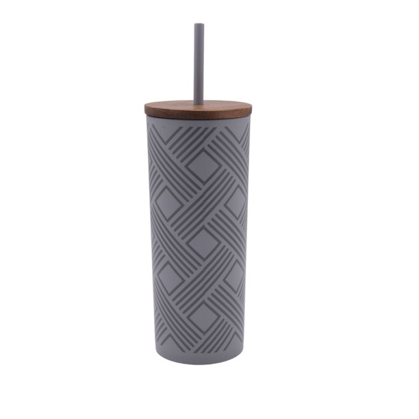 Mainstays 24-Ounce Eco-Friendly Plastic Tumbler with Wood Lid and Straw ...