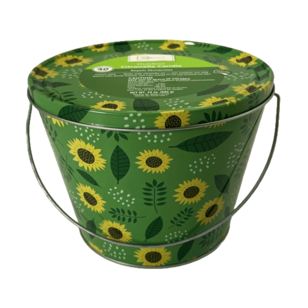 Mainstays 24oz Outdoor Citronella Candle Metal Bucket, Sunflower Green ...