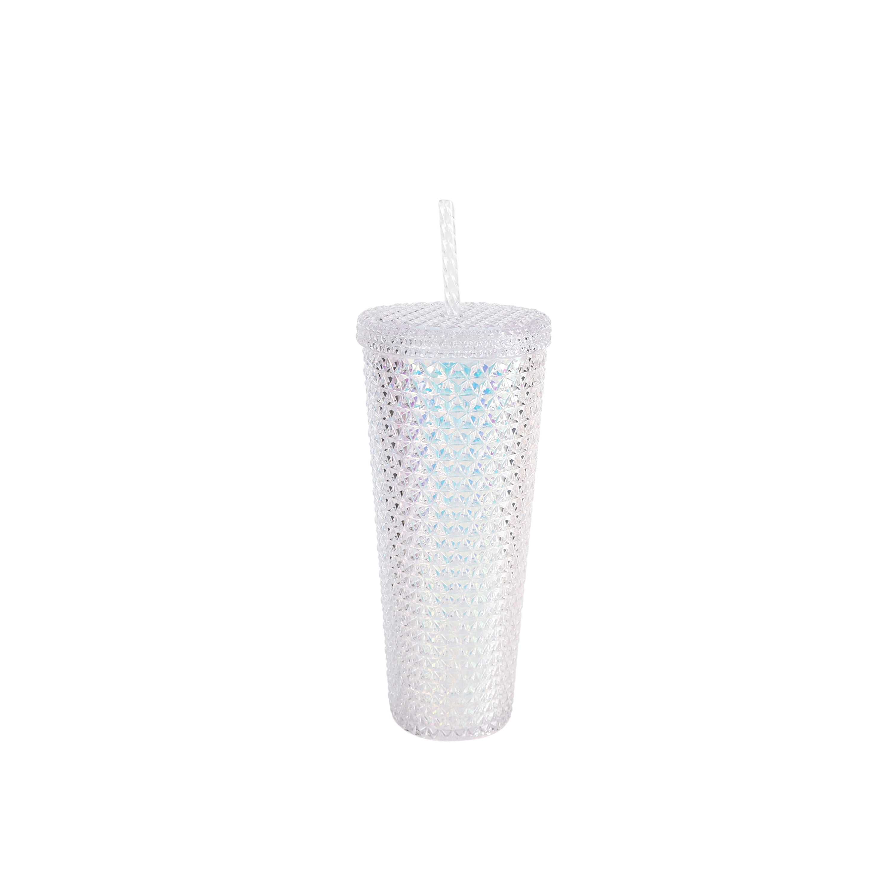 Mainstays 26 Ounce Plastic Double Wall Iridescent Textured Tumbler with ...