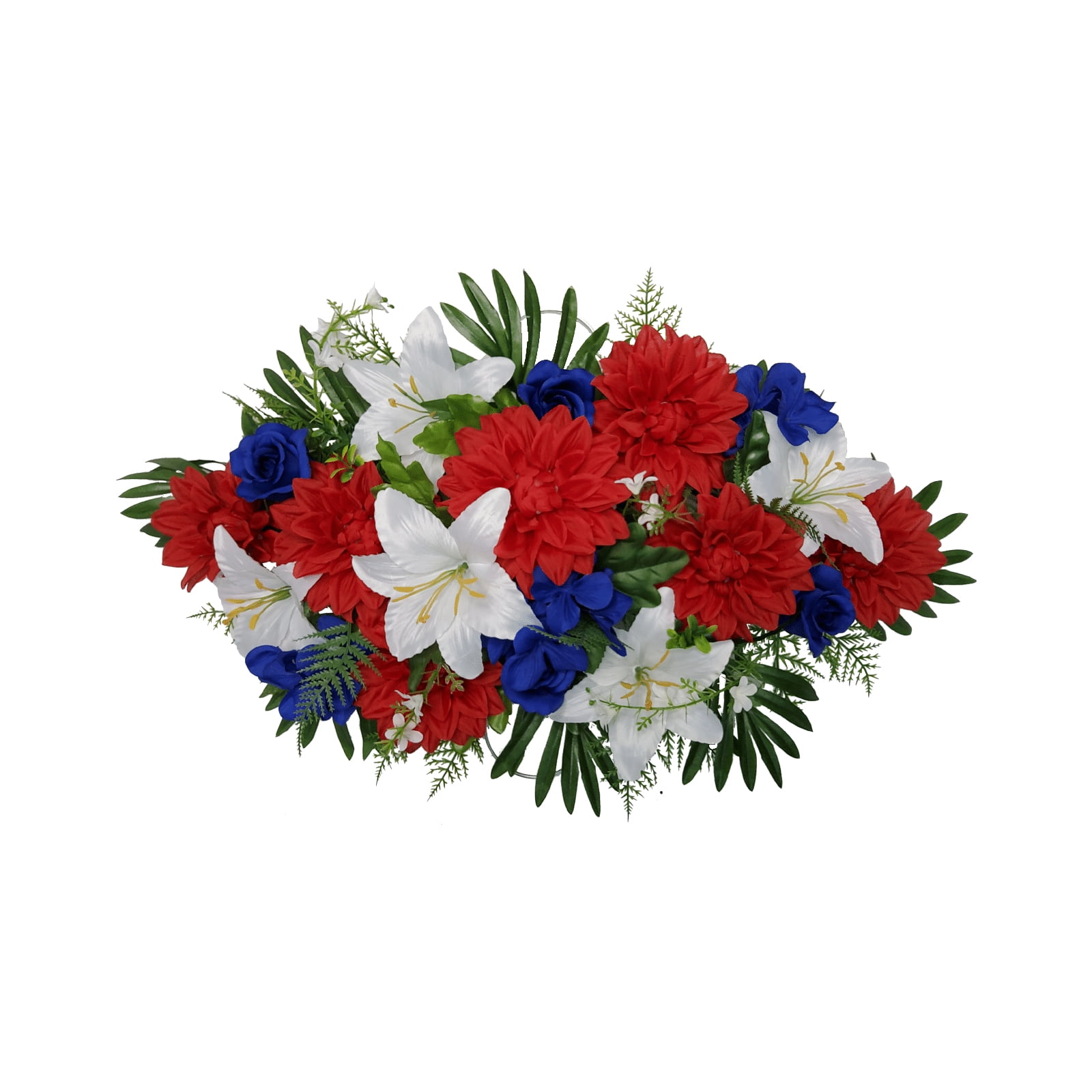 Mainstays 27.75in Outdoor Artificial Flowers Headstone Spray, Red ...