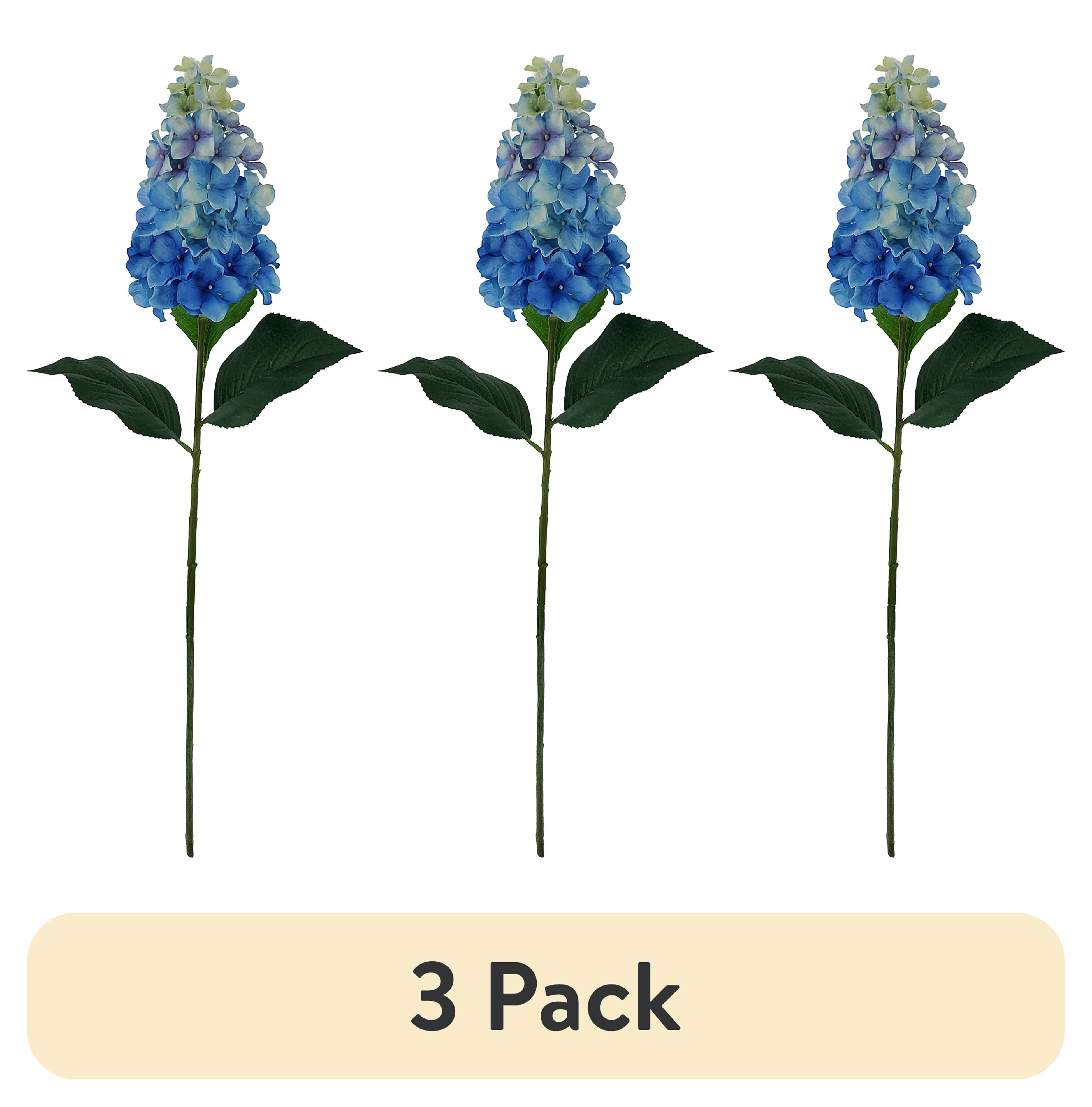 (3 pack) Mainstays 29" Artificial Blue Hydrangea Stem, Indoor Use ...