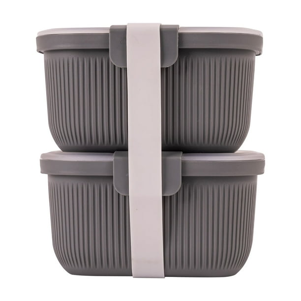 Mainstays Plastic Food Storage Snack Container, Rectangle, Grey, 19oz ...