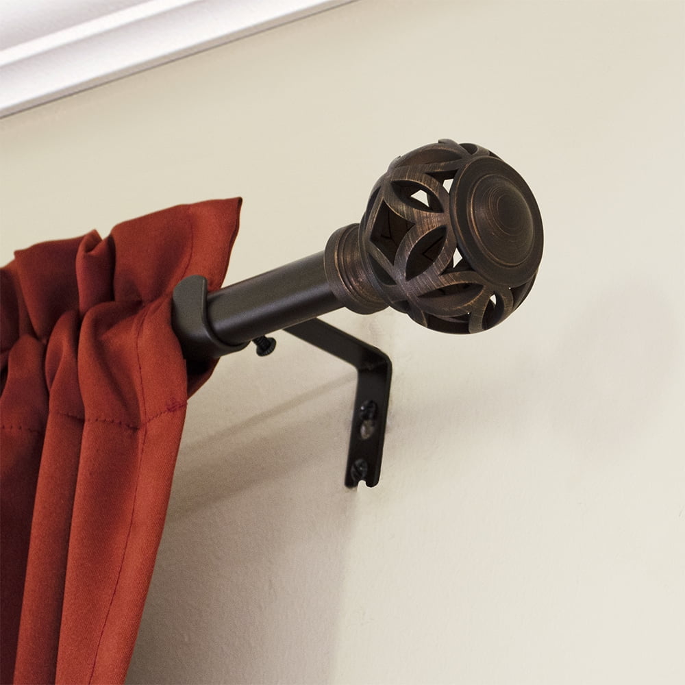 Mainstays 3/4" Oil Rubbed Bronze Filigree Knob Single Curtain Rod Set ...